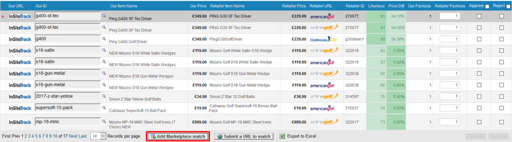 Matching Amazon Products - Insitetrack